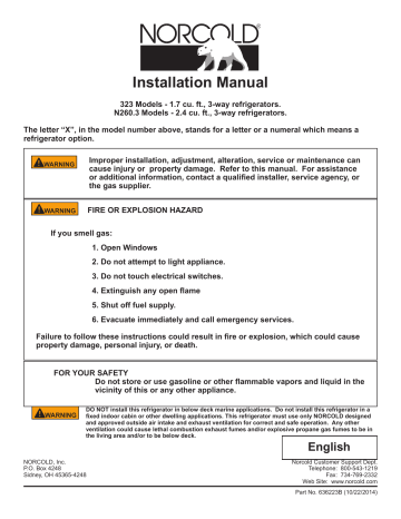Norcold 323 Installation Manual | Manualzz