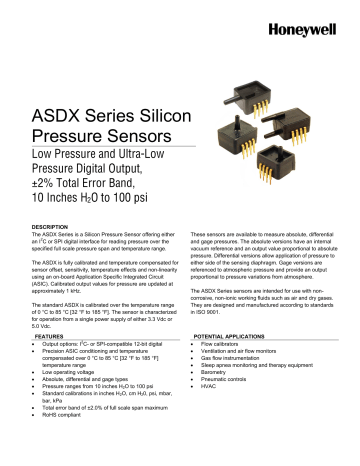 Honeywell ASDX Series Digital Low Pressure and Ultra-Low Pressure ...