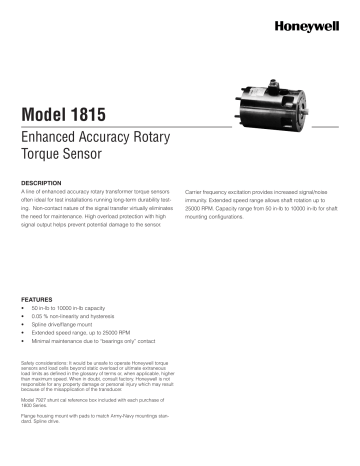 Honeywell 1815 Rotating Torque Transducer Datasheet | Manualzz