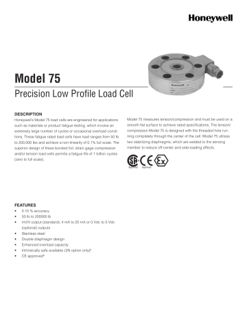 Honeywell 75 Precision Load Cell Datasheet | Manualzz
