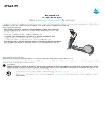 Precor EFX 635 Getting Started Guide | Manualzz