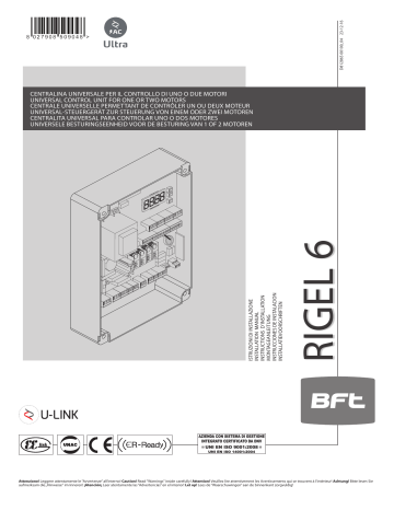 BFT Rigel 6 Control Panel Instruction manual | Manualzz