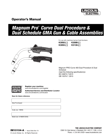 Lincoln Electric Magnum Pro Curve 300 (Dual Procedure) - K3130-4 ...