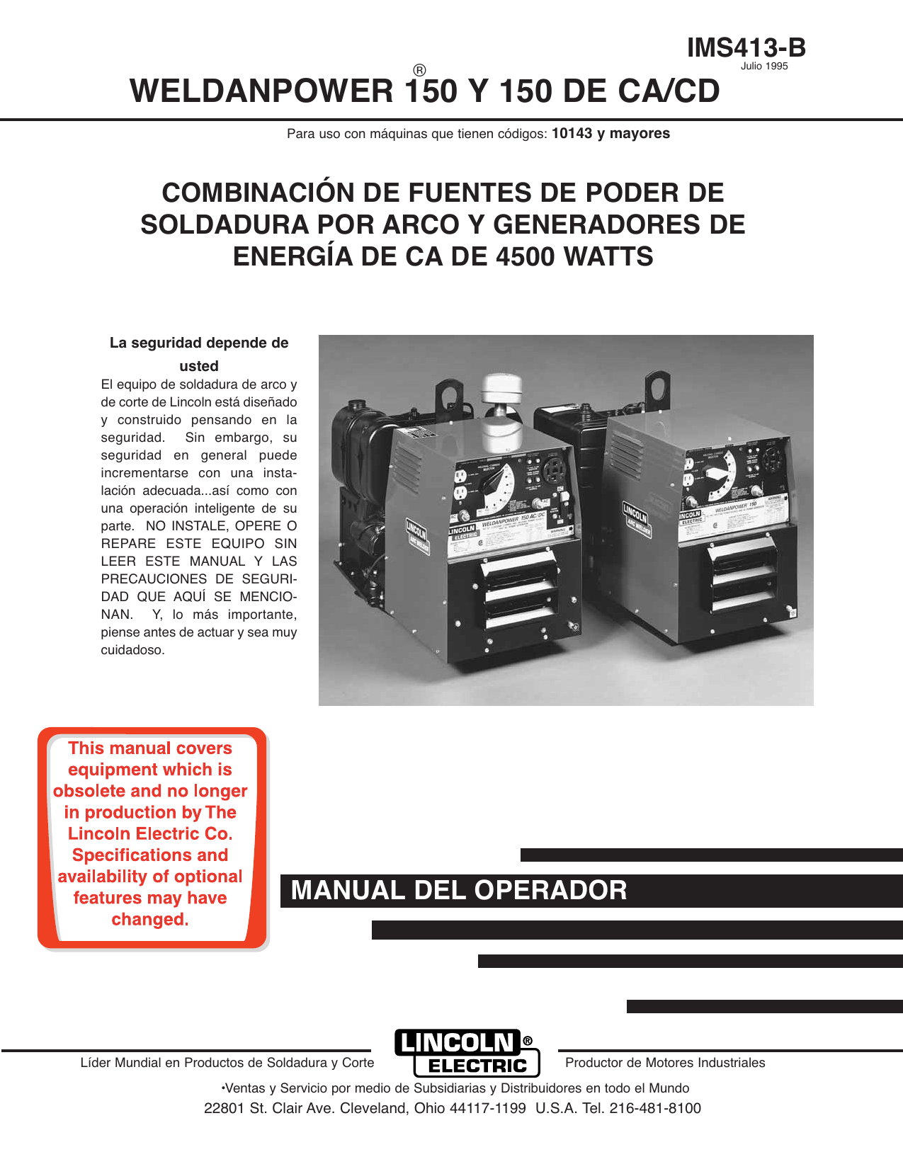 Lincoln Electric Weldanpower 150 - 10143 Manuel utilisateur | Manualzz