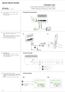 ZyXEL VMG3625-T20A - Quick start Guide, User's Guide | manualzz.com