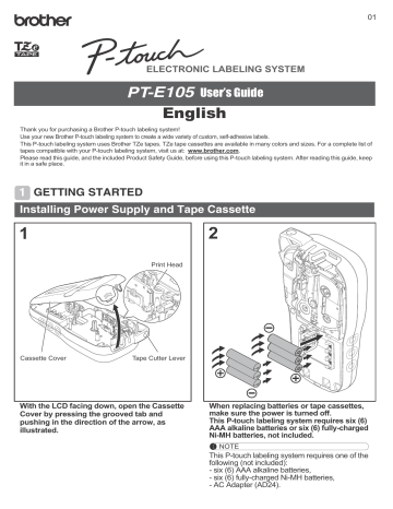 Brother PT-E105 User's Guide | Manualzz