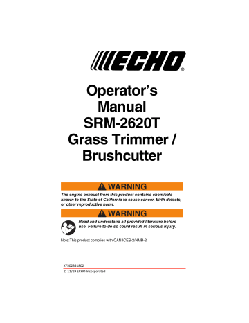 ECHO SRM-2620T Operator’s Manual | Manualzz