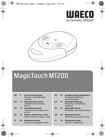 Dometic Waeco MT200, MagicTouch MT200, MT200 Installationsvejledning ...