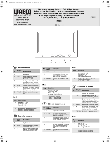 Waeco PerfectView M7LS Monitor Betjeningsvejledning | Manualzz