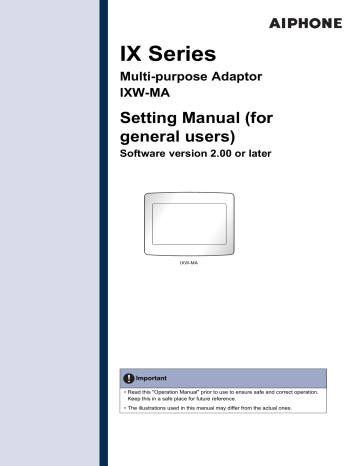Aiphone IXW-MA Operation Manual | Manualzz