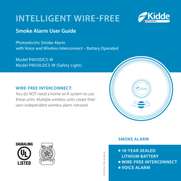Kidde P4010LDCS-W Smoke Alarm User Guide | Manualzz