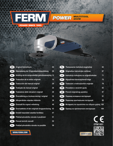 Ferm OTM1001 Multi Tool 250W Vartotojo vadovas | Manualzz