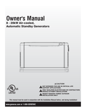 Generac 20 kW 0058751 Standby Generator Manual | Manualzz