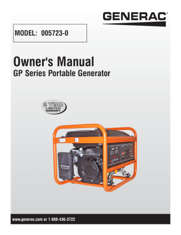 Generac GP1800 005723R0 Portable Generator Manual | Manualzz