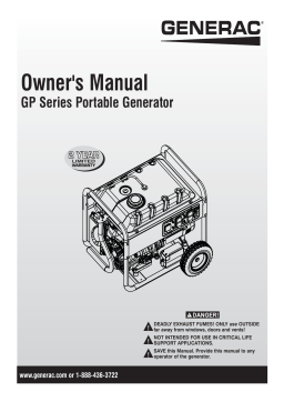 Generac GP5500 G0059392 - Manual, Owner's manual, Quick start Guide