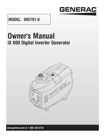 Generac iX800 0057911 Portable Generator Manual | Manualzz