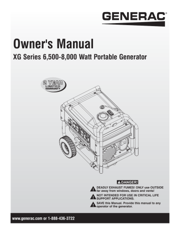 Generac XG6500 005796R1 Portable Generator Manual | Manualzz