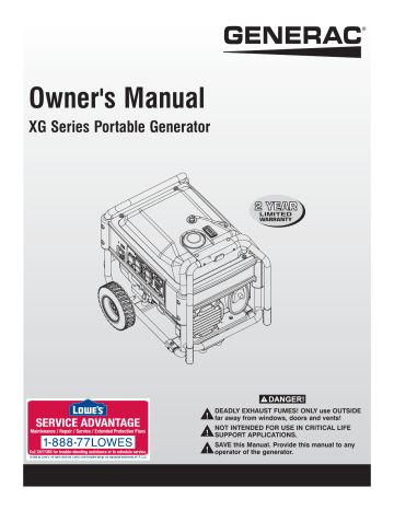 Generac XG8000E 006148R0 Portable Generator Manual | Manualzz