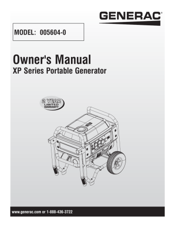 Generac XP4000 0056040 Portable Generator Manual | Manualzz