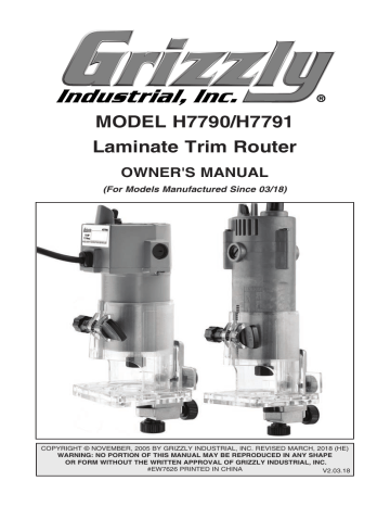 Grizzly H7790 Trim Router Owner's Manual | Manualzz