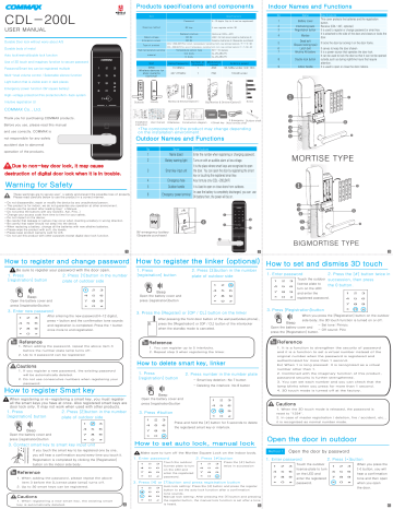 Commax CDL-200L DIGITAL DOORLOCK Owner Manual | Manualzz