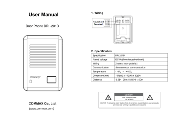 Commax DR-201D DOOR UNIT Owner Manual | Manualzz