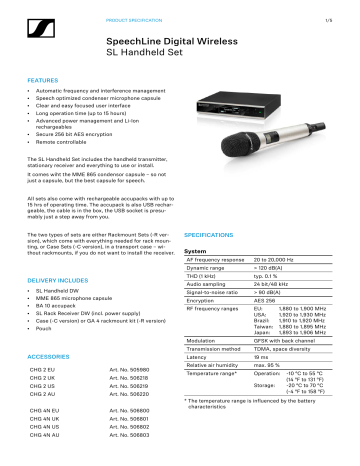 Sennheiser SL Handheld Set Spec Sheet | Manualzz