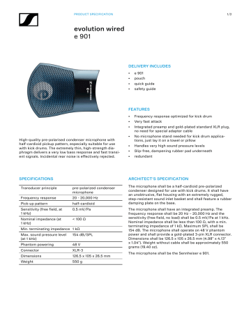 Sennheiser e 901 Spec Sheet | Manualzz