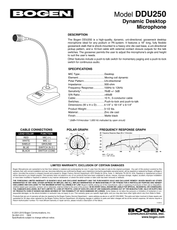 Bogen DDU250 Manual | Manualzz