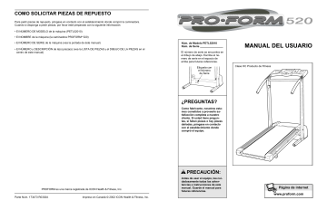 ProForm 520 TREADMILL Manual de usuario | Manualzz