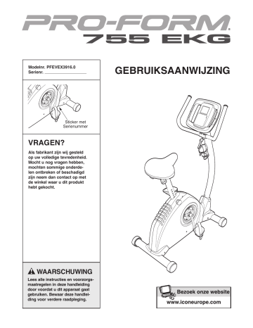 ProForm PFEVEX3916 755 EKG BIKE Handleiding | Manualzz