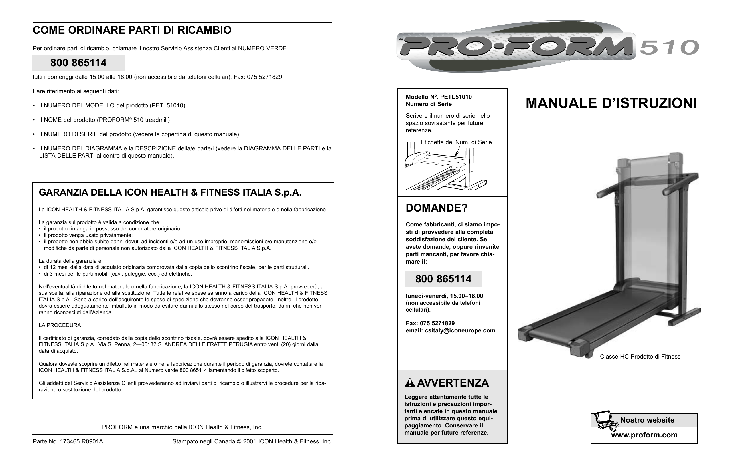 ProForm 510 Treadmill Manuale utente | Manualzz
