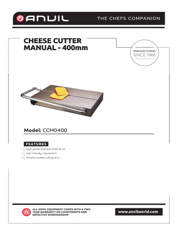 Anvil CCM0400 Cheese Cutter Specification Sheet | Manualzz