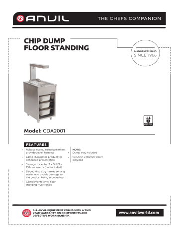 Anvil CDA2001 Chip Dump Specification Sheet | Manualzz