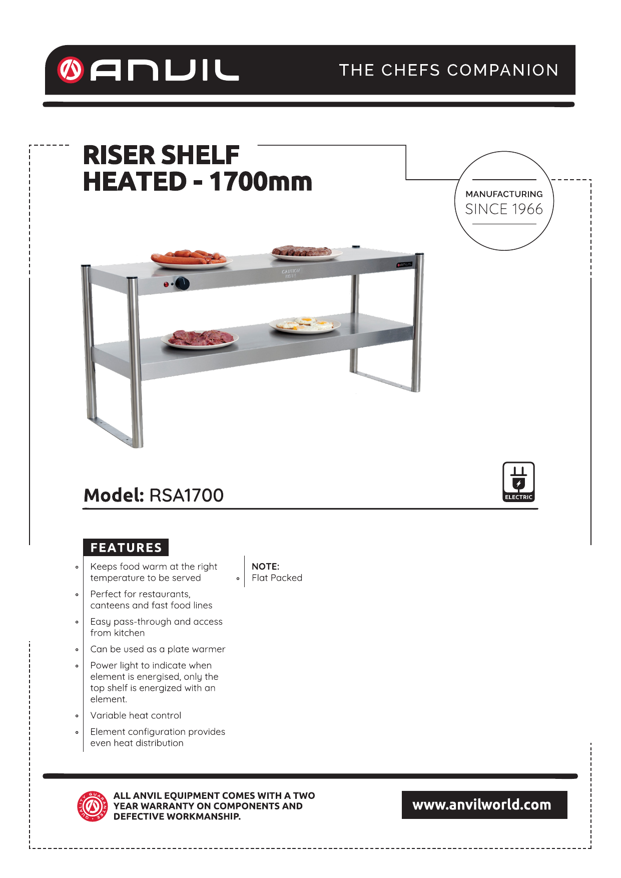Anvil RSA1700 Specification | Manualzz