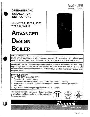 Raypak ADB Installation and Operation Manual | Manualzz