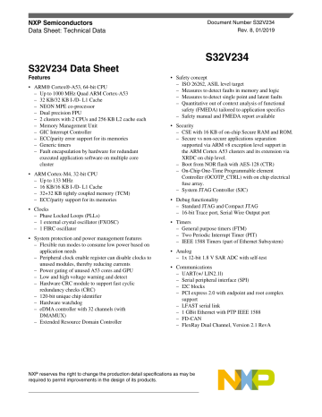 NXP S32V234 Vision Processor Data Sheet | Manualzz