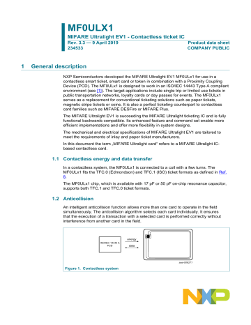 NXP MIFARE Ultralight® EV1 Data Sheet | Manualzz