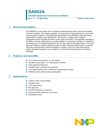 NXP SA602AD Double-balanced mixer and oscillator Data Sheet | Manualzz