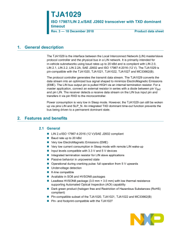 NXP TJA1029 LIN 2.2A/SAE J2602 transceiver Data Sheet | Manualzz