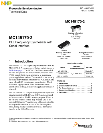NXP MC145170_2 PLL Frequency Synthesizer Data Sheet | Manualzz