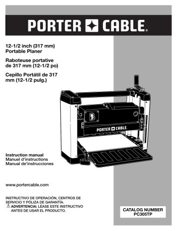 Porter Cable PC305TP 12IN PLANER Instruction Manual | Manualzz