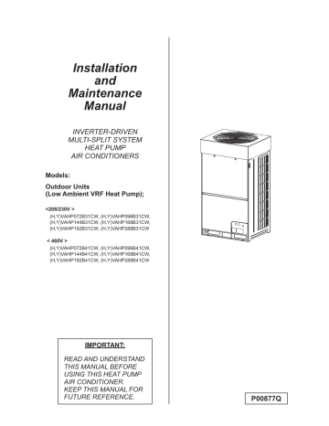 YORK VRF Low Ambient Heat Pump Outdoor Unit 208/230V Installation and ...