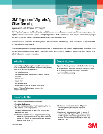 3M Tegaderm™ Alginate Ag Silver Dressing Application Guide | Manualzz
