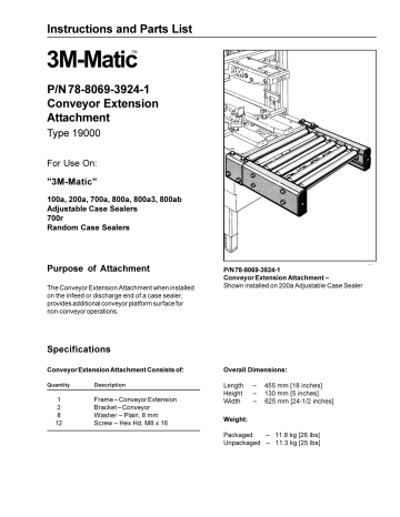 3M 3M-Matic™ Infeed/Exit Conveyor Instruction | Manualzz