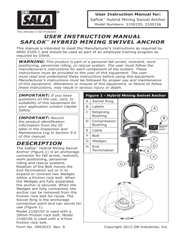3M DBI-SALA® Saflok™ Hybrid Mining Bolt Swivel Anchor 2100156, 1 EA ...