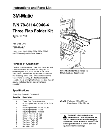 3M 3M-Matic™ Case Sealer Three Flap Folder Kit Instruction | Manualzz
