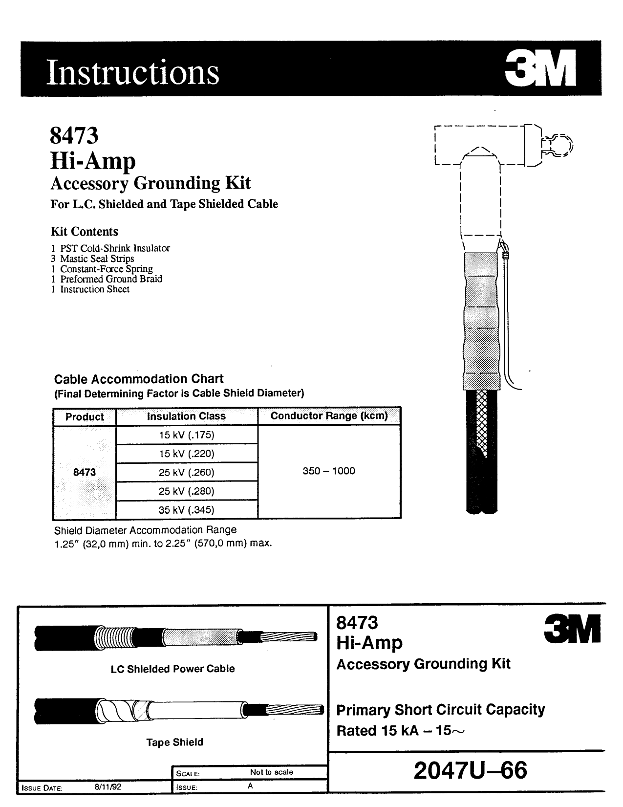 3M Hi-Amp Accessory Grounding Kits 8473 and GSHA-8 QT-II Operating ...