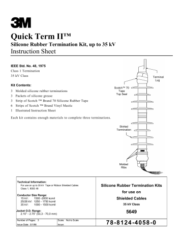 3M Cold Shrink QT-II Outdoor Termination Kit 5649, Tape Shielding, 35 ...
