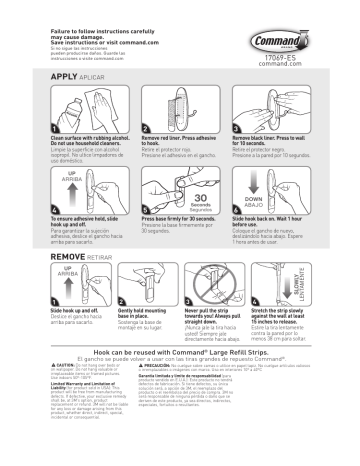 3M Command™ Large Wire Hook Instruction | Manualzz